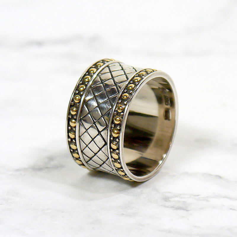 Designer Samuel B. Sterling Silver & 18k Yellow Gold Woven & Beaded ...