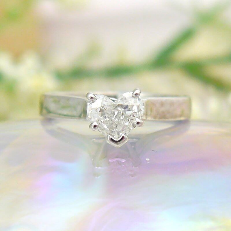 Heart-Shaped Diamond Solitaire Engagement Ring in 14k White Gold ...