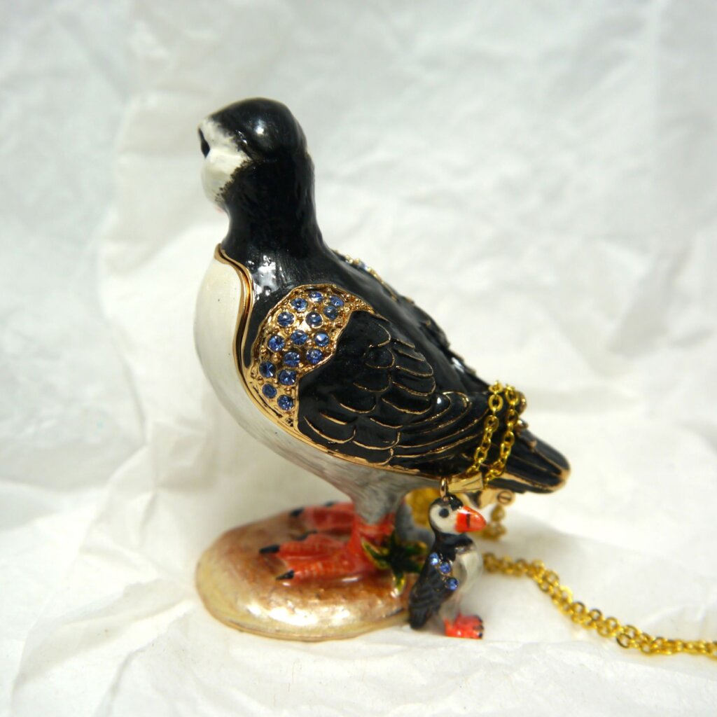 Dainty Puffin Trinket Box with Matching Mini Necklace | Jewelsmith