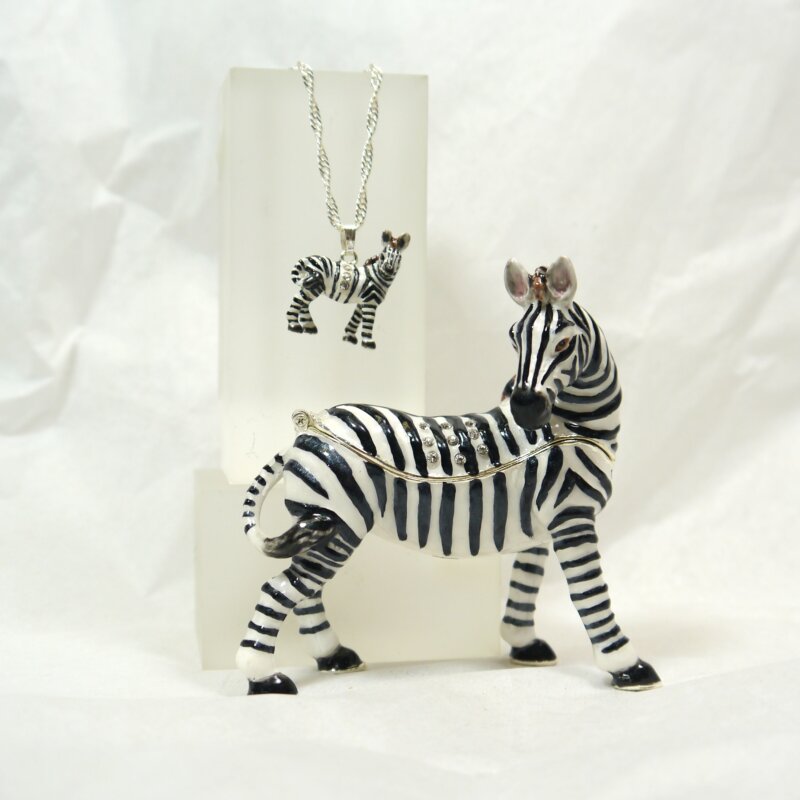 Zesty Zebra Trinket Box with Matching Mini Necklace | Jewelsmith